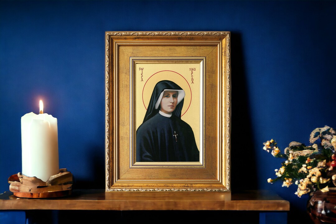 Painting Saint Faustina Made Image Bild Handmade Icon, Perfect Present ...