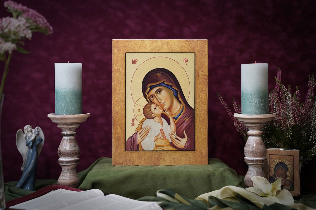 Icon Our Lady With Child Hand Made Ikonen Icoon Ikone Perfect Present ...