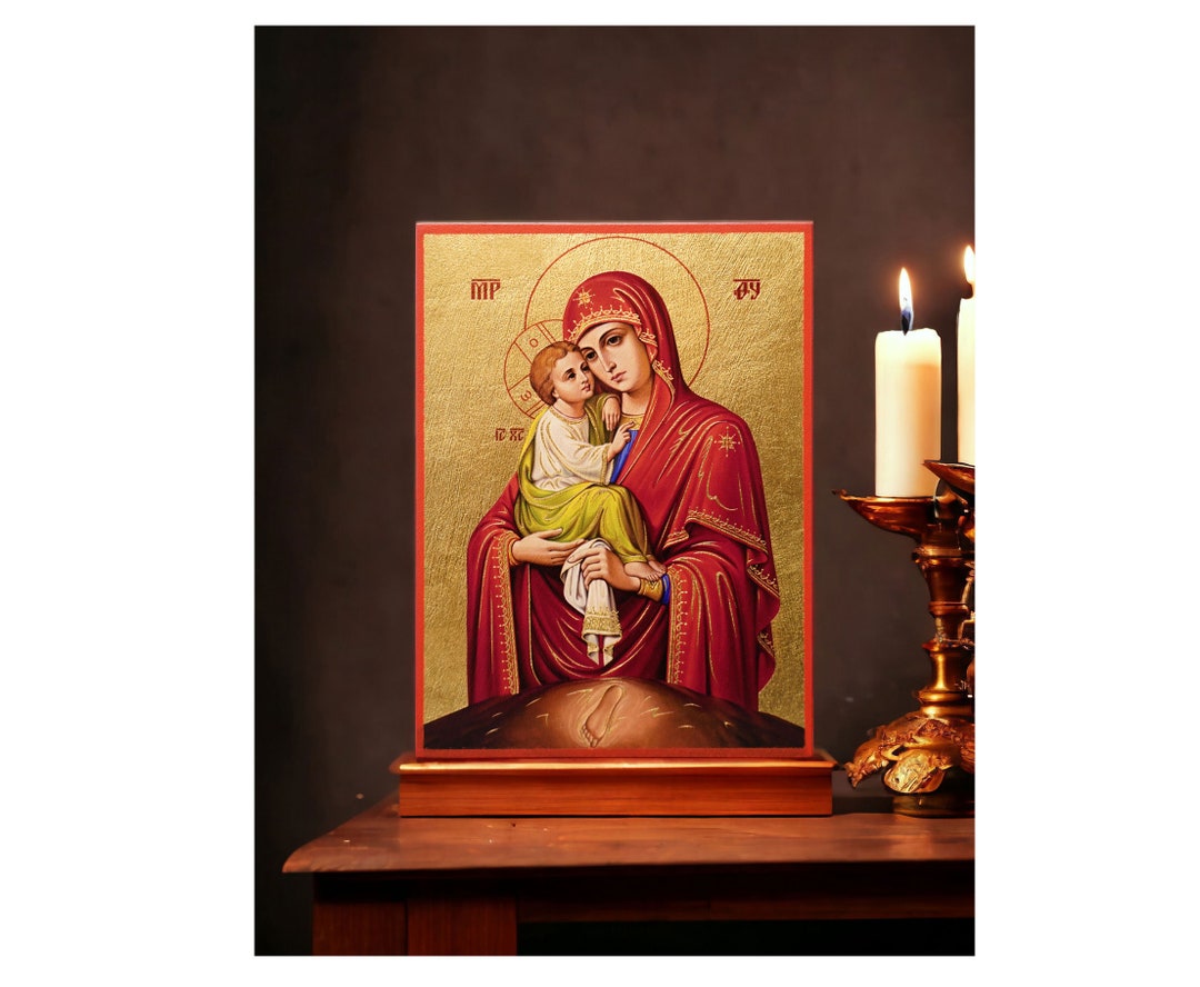 Icon Our Lady 6 X 8" / 15 X 20 Cm Handmade Icon, Perfect Present ...