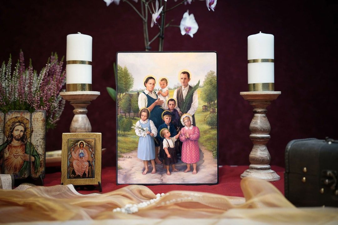 Icon of Blesseds Ulma Family, Józef and Wiktoria Ulma With Seven ...