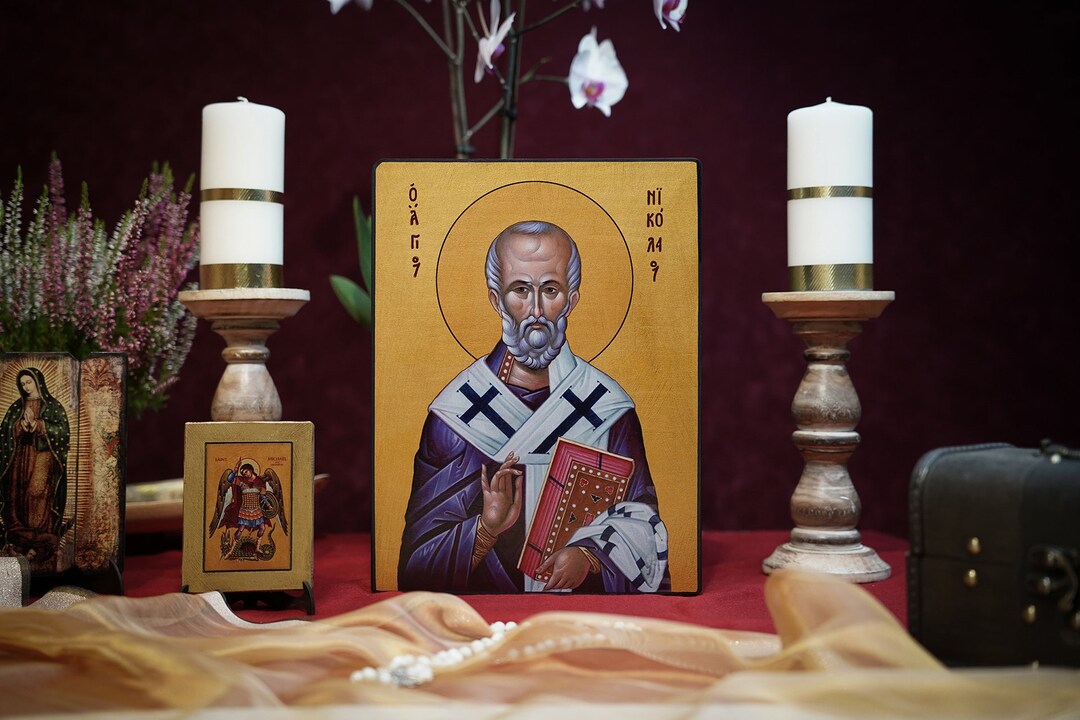 Ikone Heilige NIKOLAUS Handgemachte Icon Saint NICHOLAS Icoon - Etsy