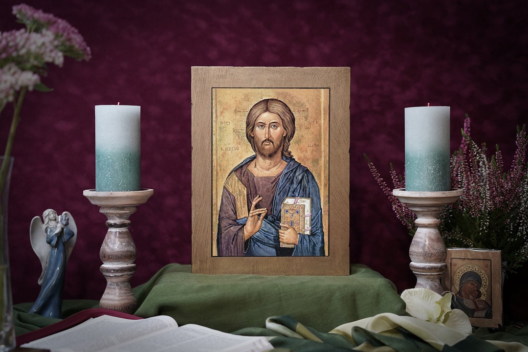 Icon JESUS CHRIST Hand Made Icoon Ikone Pantokrator Perfect Present ...
