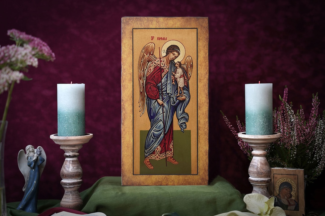 Icon Archangel Raphael Hand Made Perfect Present, Religious Picture ...
