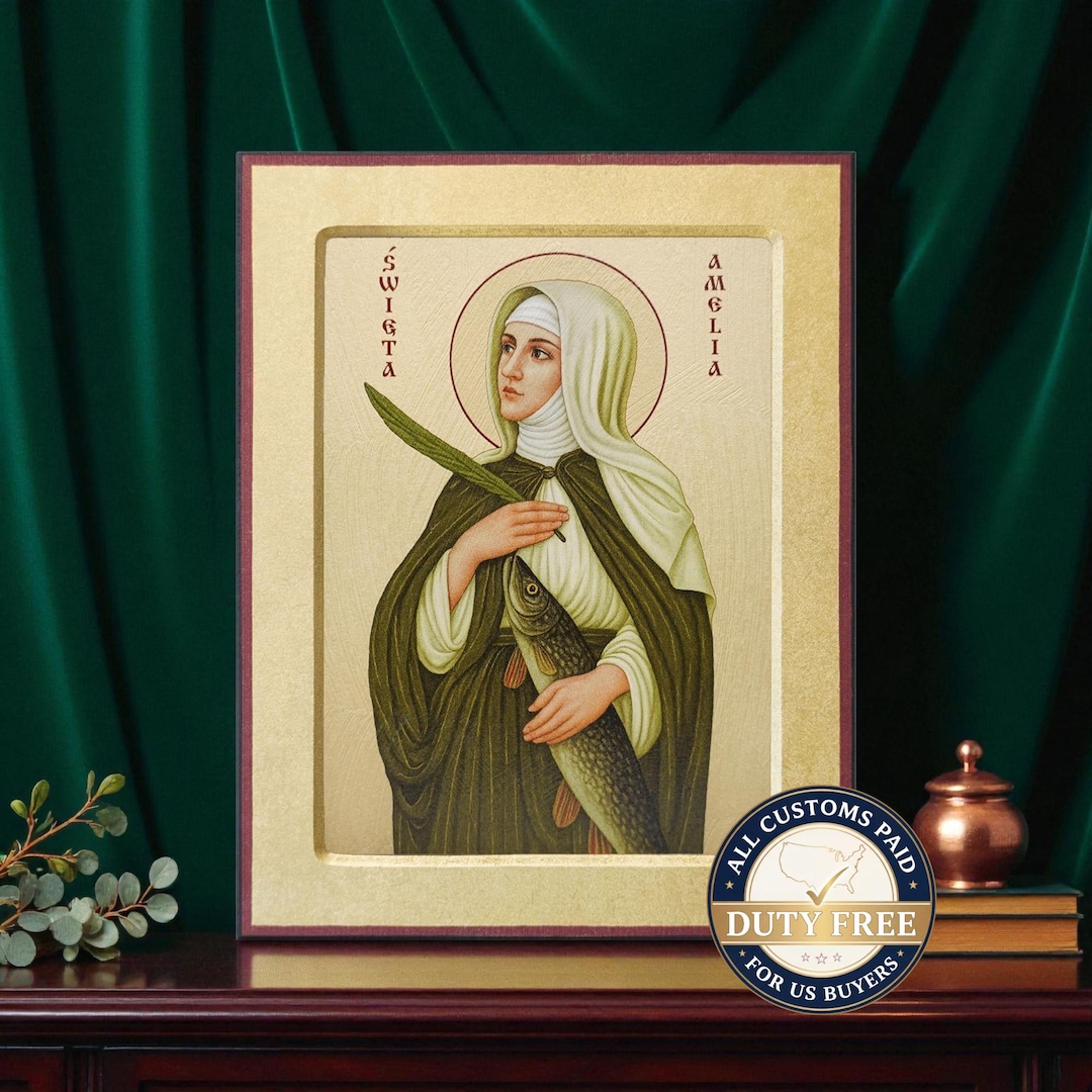 SAINT AMELIA Icon | Christian Baptism Gift for Girl From Godparents ...