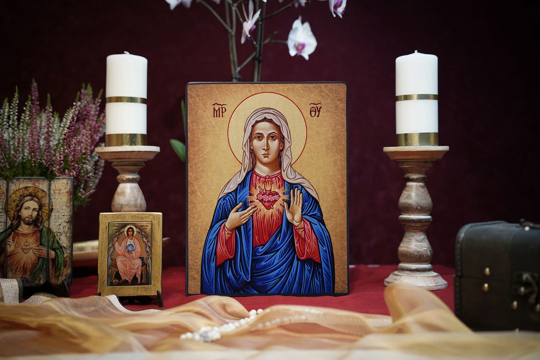 Icon the Heart of Mary Hand Made Ikonen Icoon Ikone Patron Handmade ...
