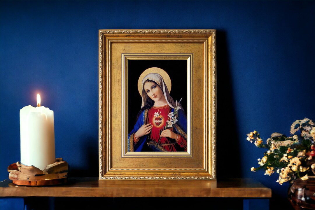 Painting Heart of Mary Made Image Bild Handmade Icon, Perfect Present ...
