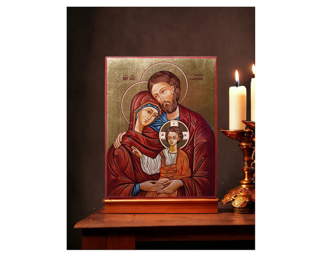 Icon Holy Family 7,9 X 9,8" / 20 X 25 Cm Handmade Icon, Perfect Present ...
