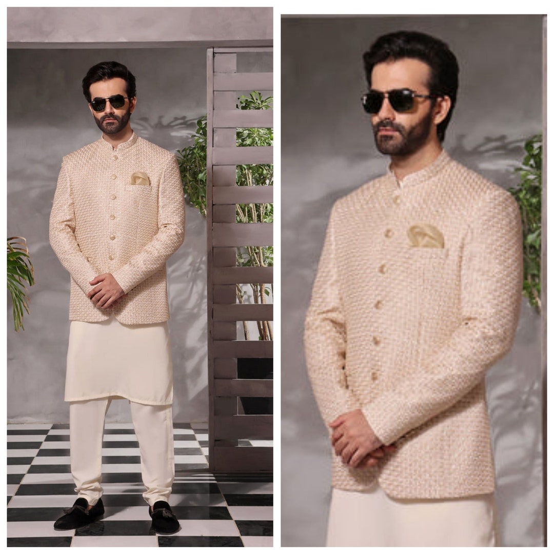 Mens 3pc Kurta Pajama Mens Formal Prince Coat With Boski - Etsy