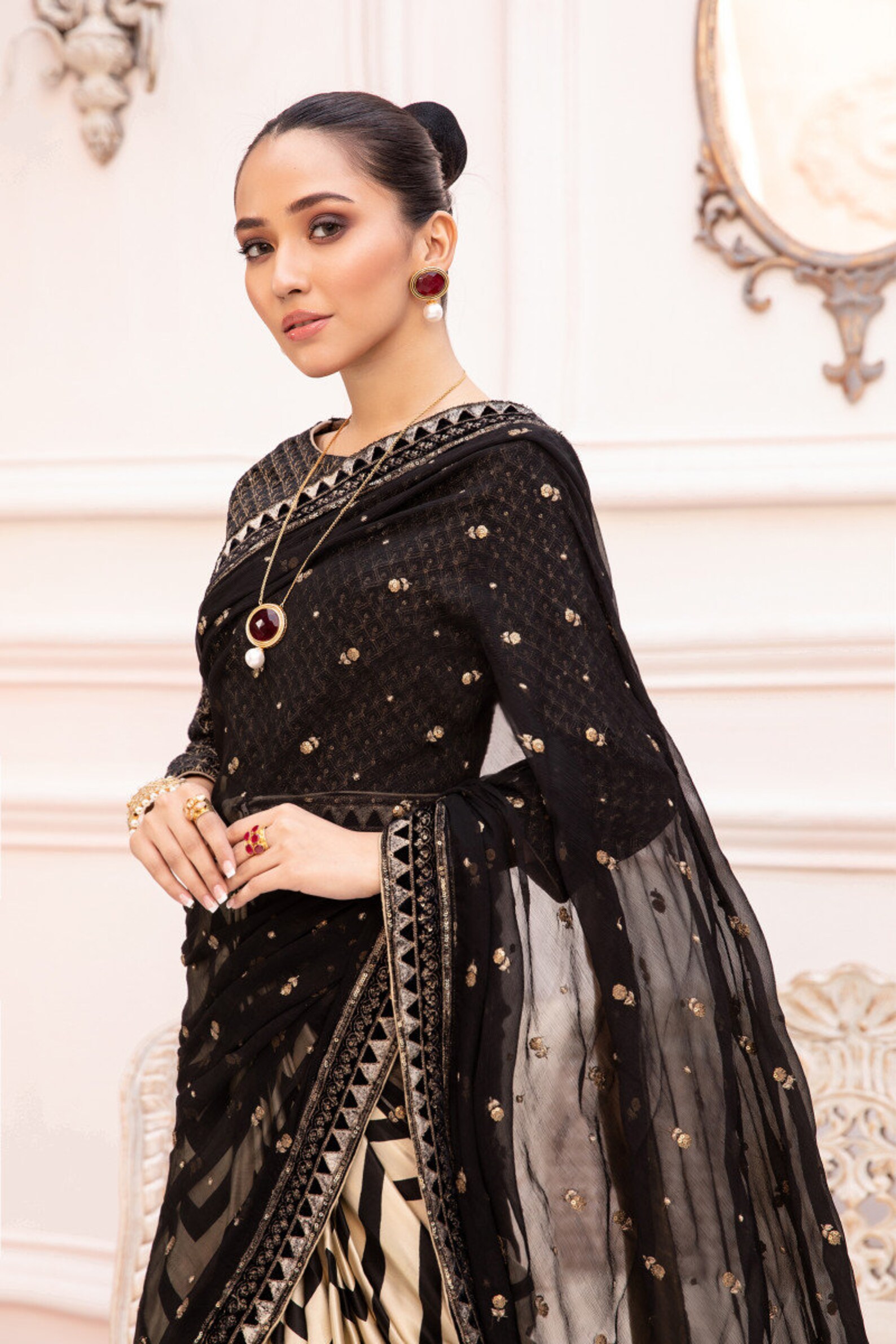 Woman Chiffon Saree Woman Bridal Saree Pakistani Style - Etsy