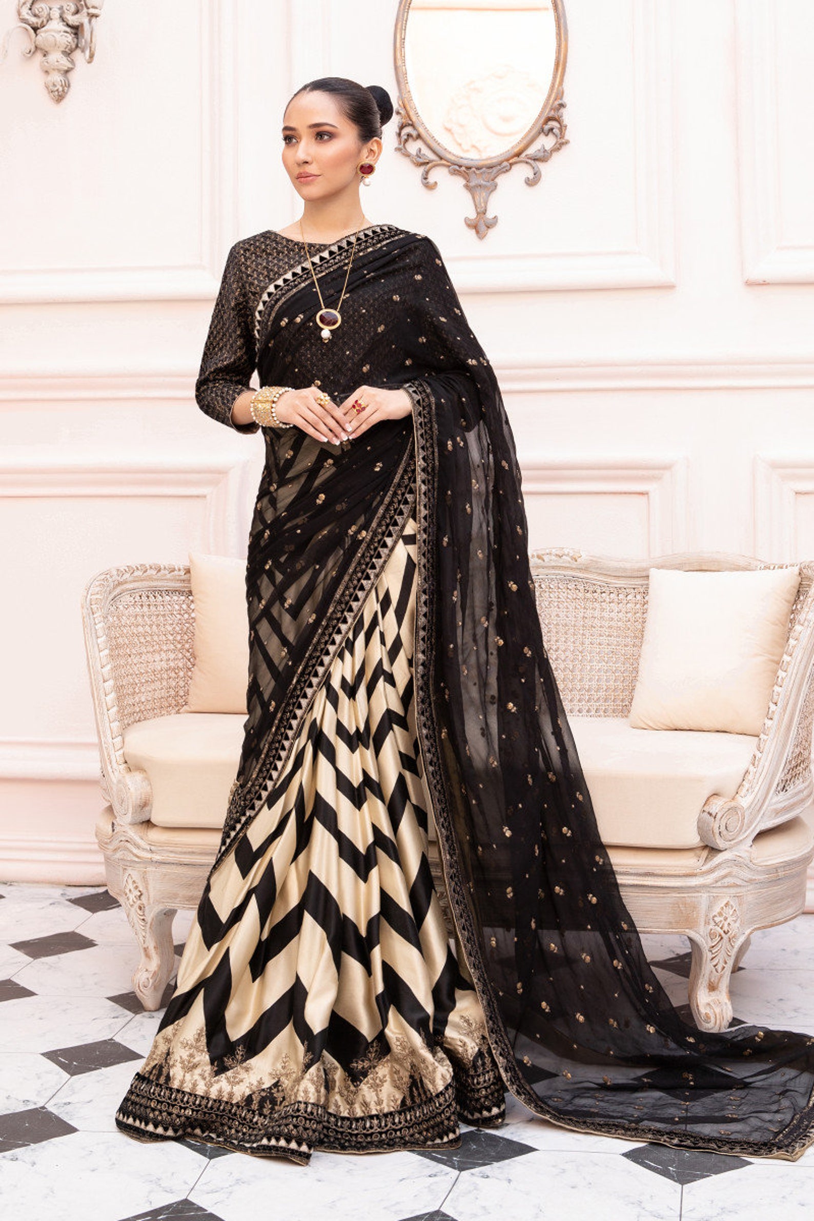 Woman Chiffon Saree Woman Bridal Saree Pakistani Style - Etsy