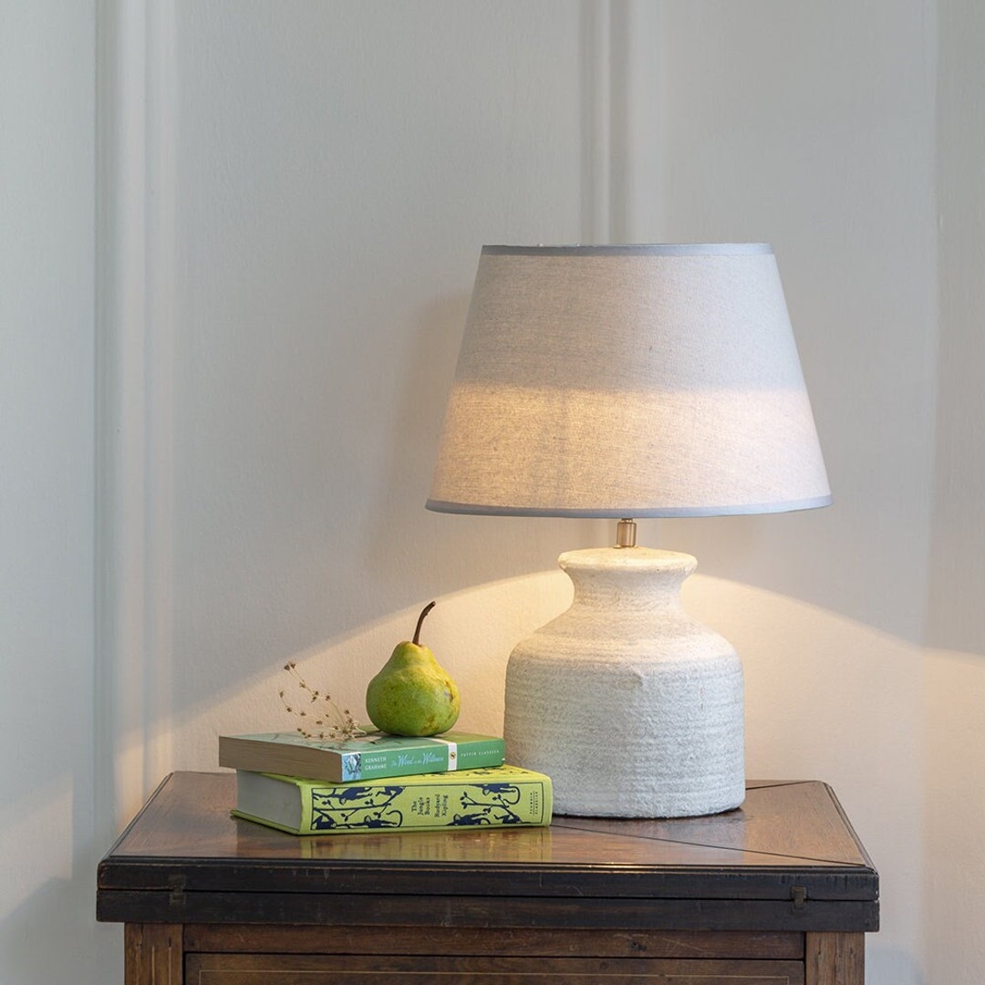 Stoneware Lamp With Cream Shade | Neutral Lamp | Stone Lamp | Simple ...