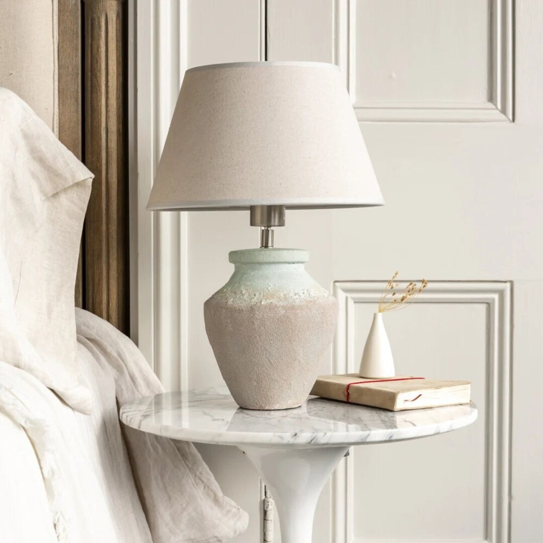 Stoneware Lamp With Shade | Neutral Lamp | Blue Lamp | Seaside Lamp ...
