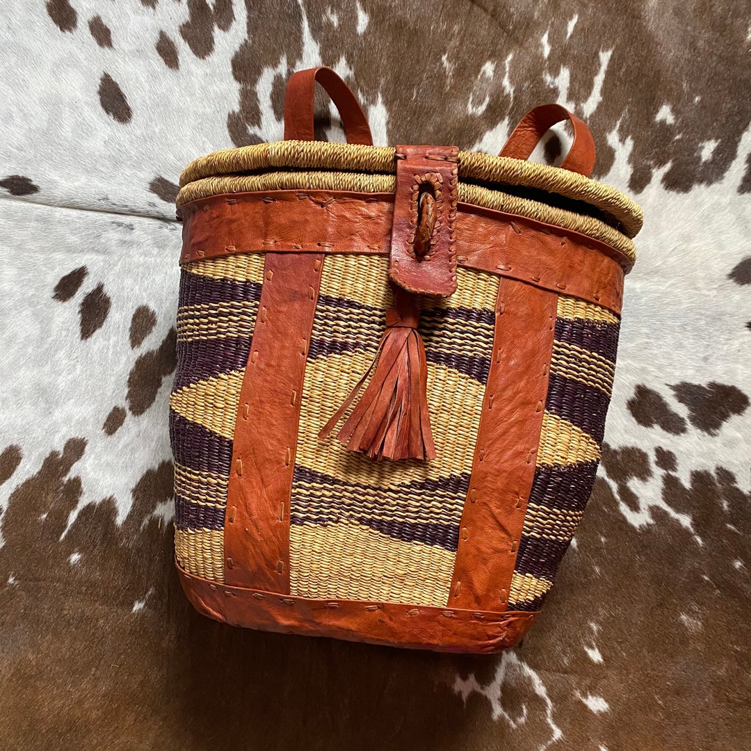 Bolga Basket Foraging Backpack,basket Backpack,african Basket Backpack ...