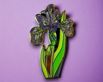 Iris Flower Enamel Pin - Etsy