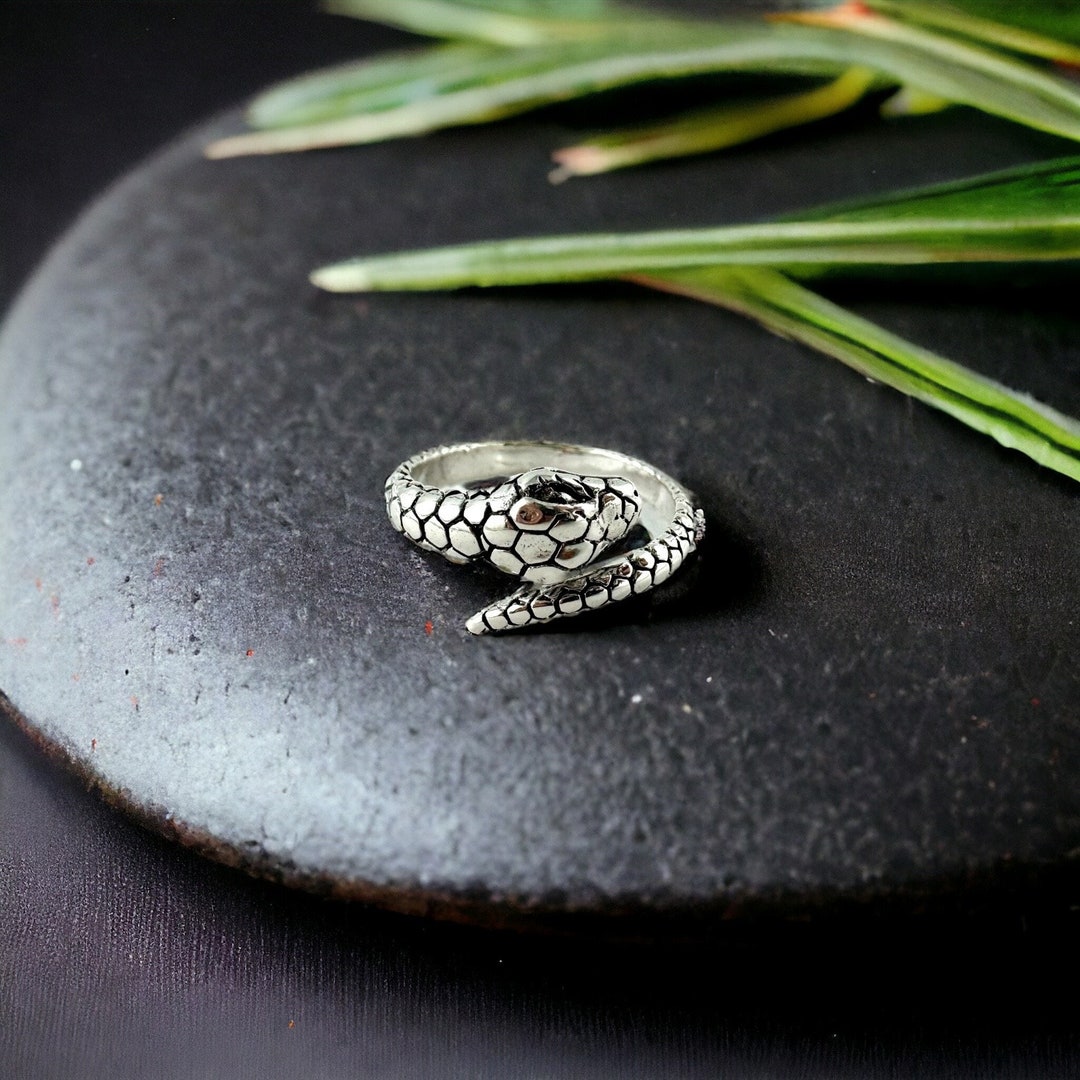 Sterling Silver Snake Ring: 925 Serpent Wrap Band - Etsy
