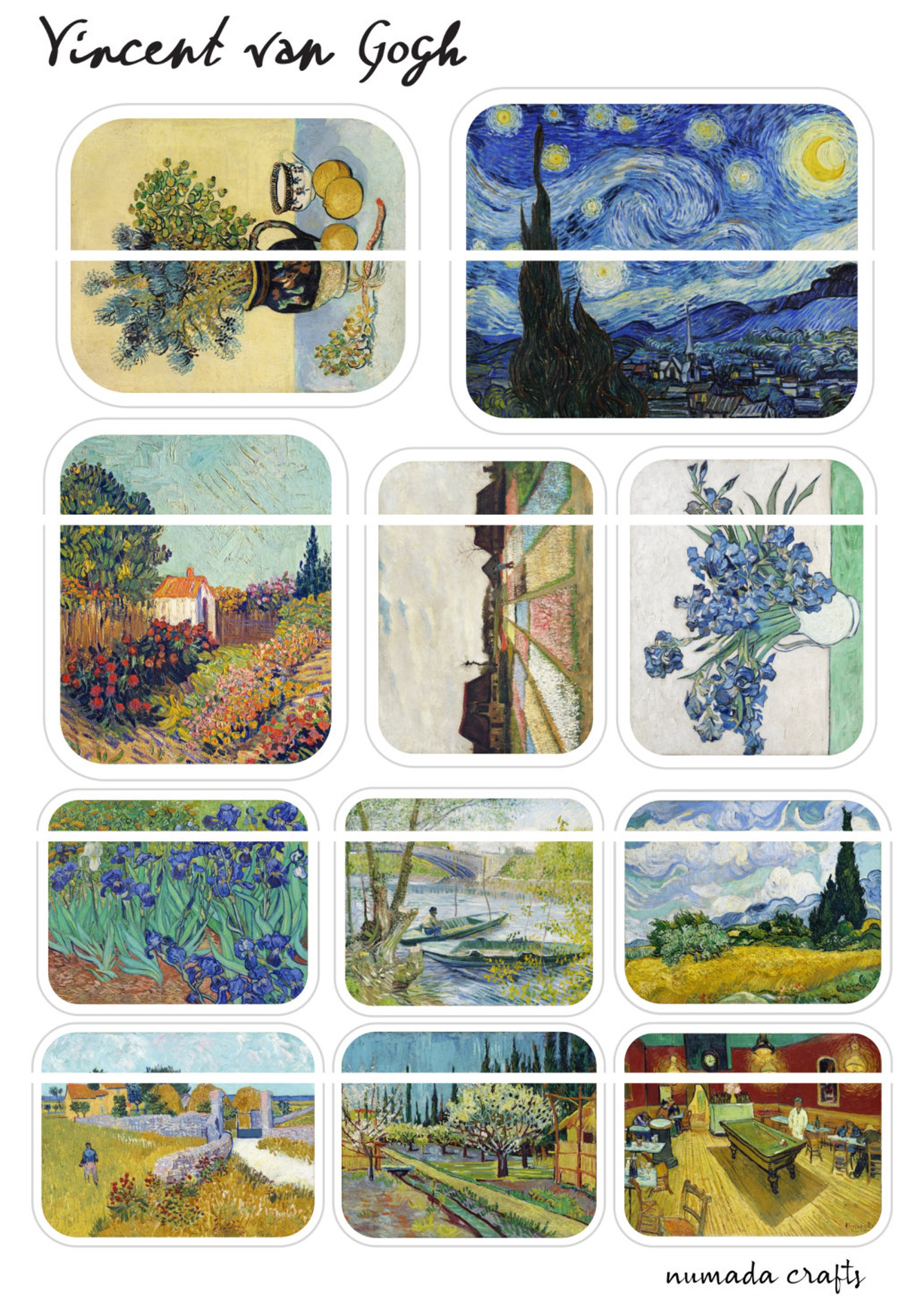 Digital stickers Vincent Van Gogh Pegatinas Digitales | Etsy