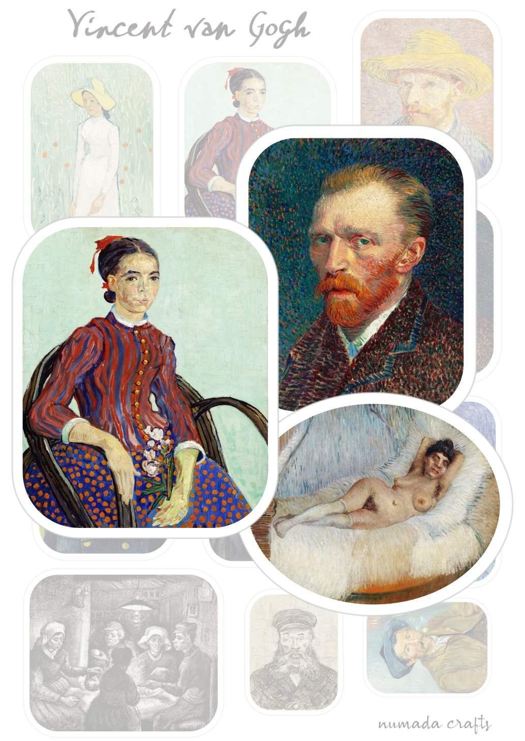 Digital stickers Vincent Van Gogh Pegatinas Digitales | Etsy