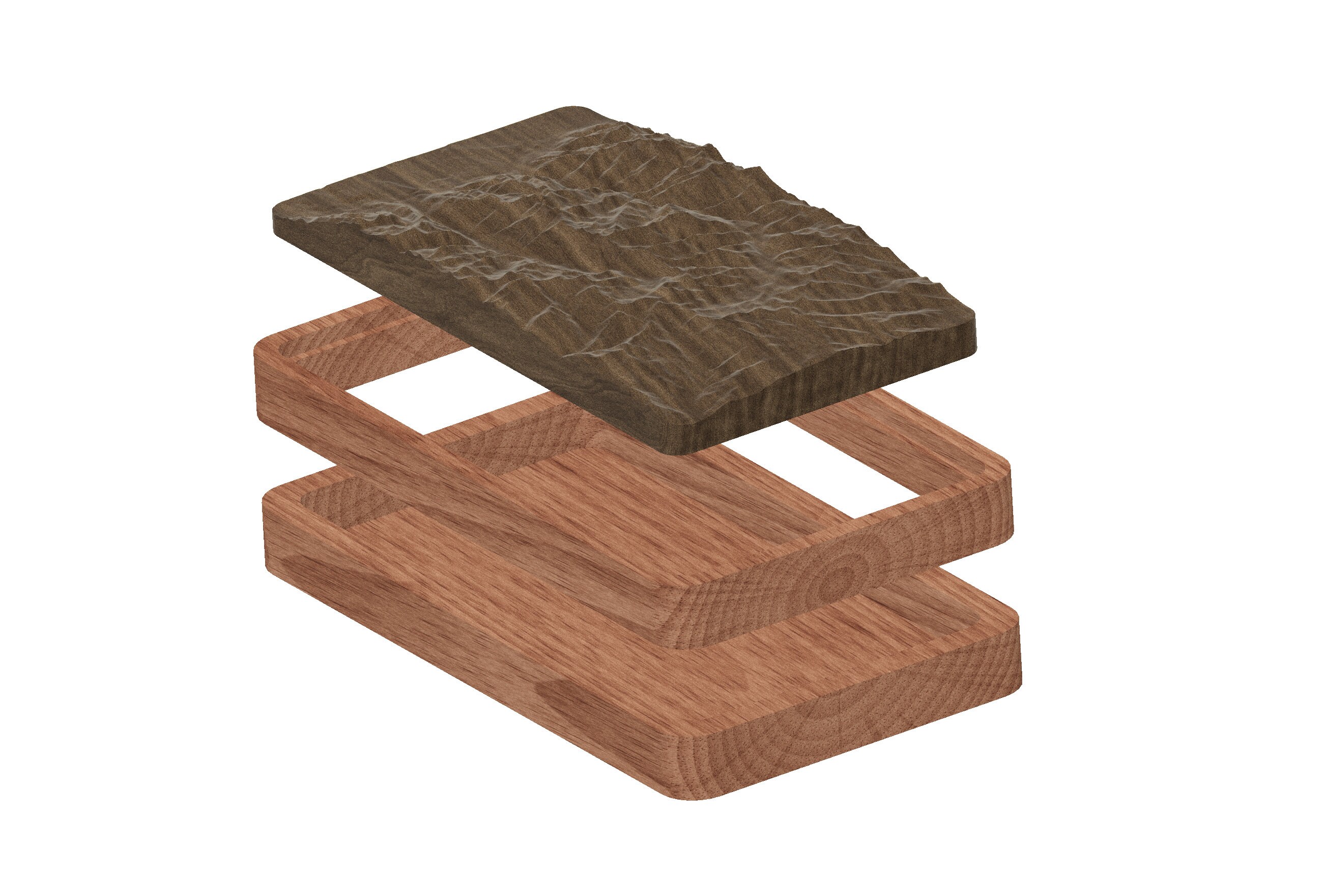 Mountain Topo 3D Map Box Design for CNC Shapeoko X-carve DXF Fusion STL ...