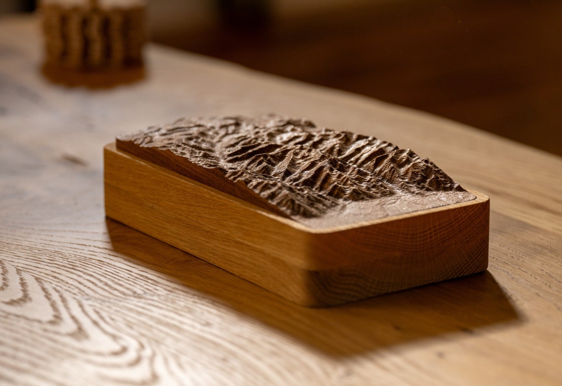 Mountain Topo 3D Map Box Design for CNC Shapeoko X-carve DXF Fusion STL ...