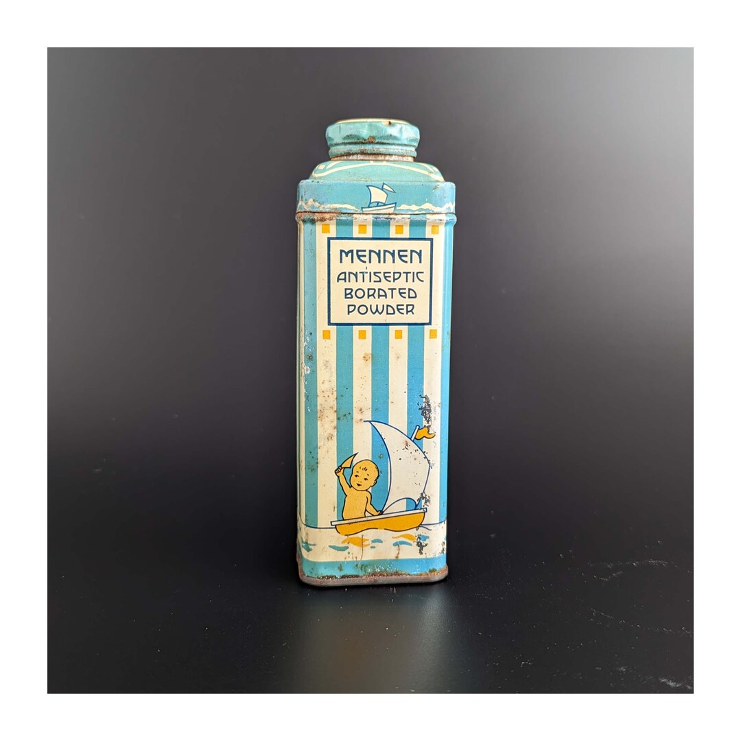 Vintage MENNEN BABY POWDER Tin, Shaker Top Canister 1940's, Antiseptic ...