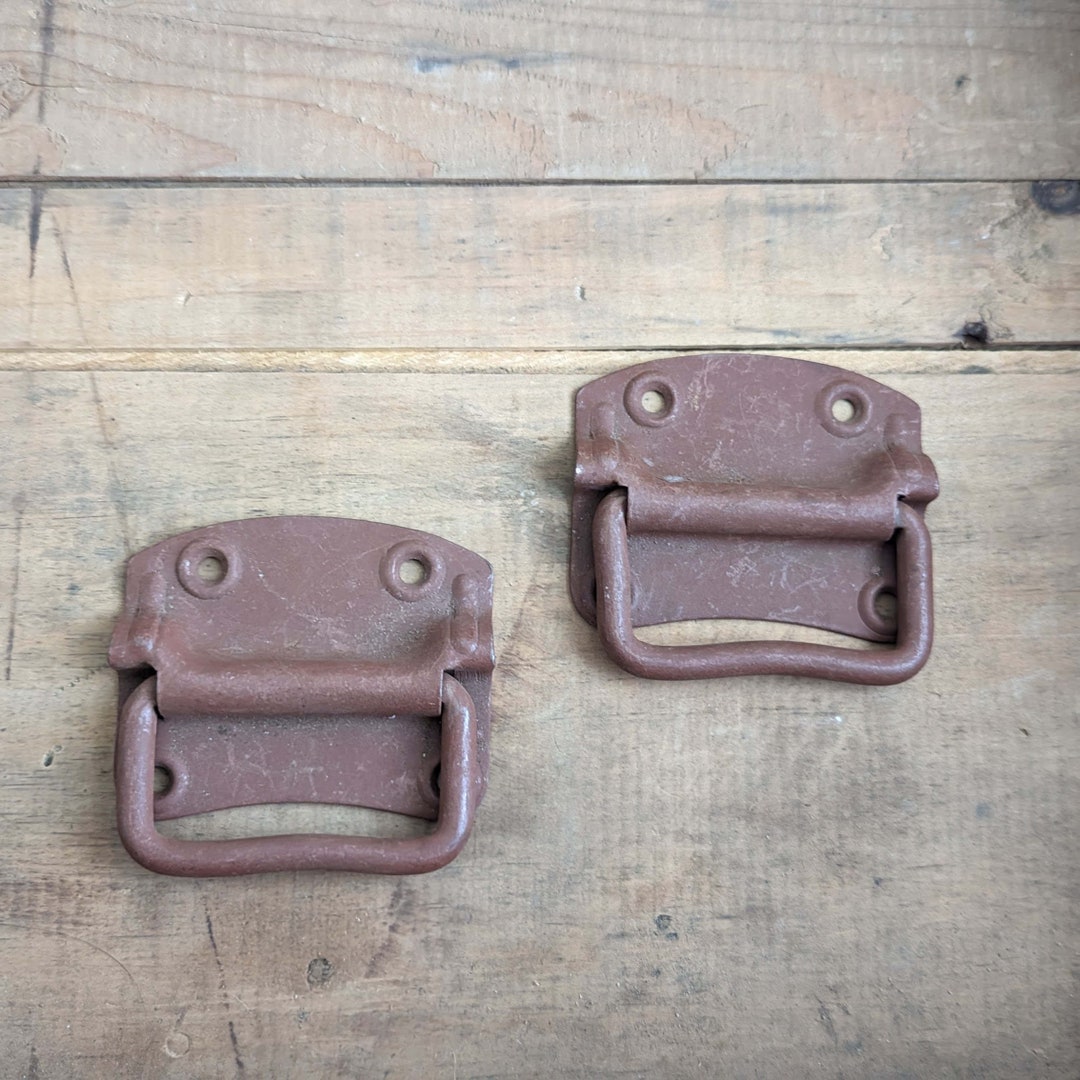 Pair Antique Trunk Handles Stamped Steel 1910s Luggage, Chest Hardware ...