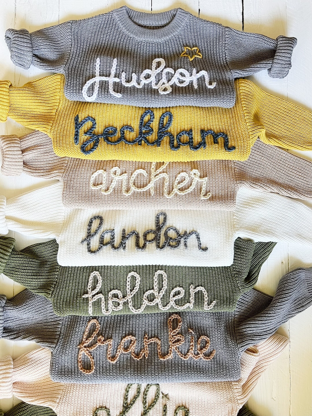 Personalized Hand Embroidered Baby Boy and Toddler Boy Name Sweaters ...