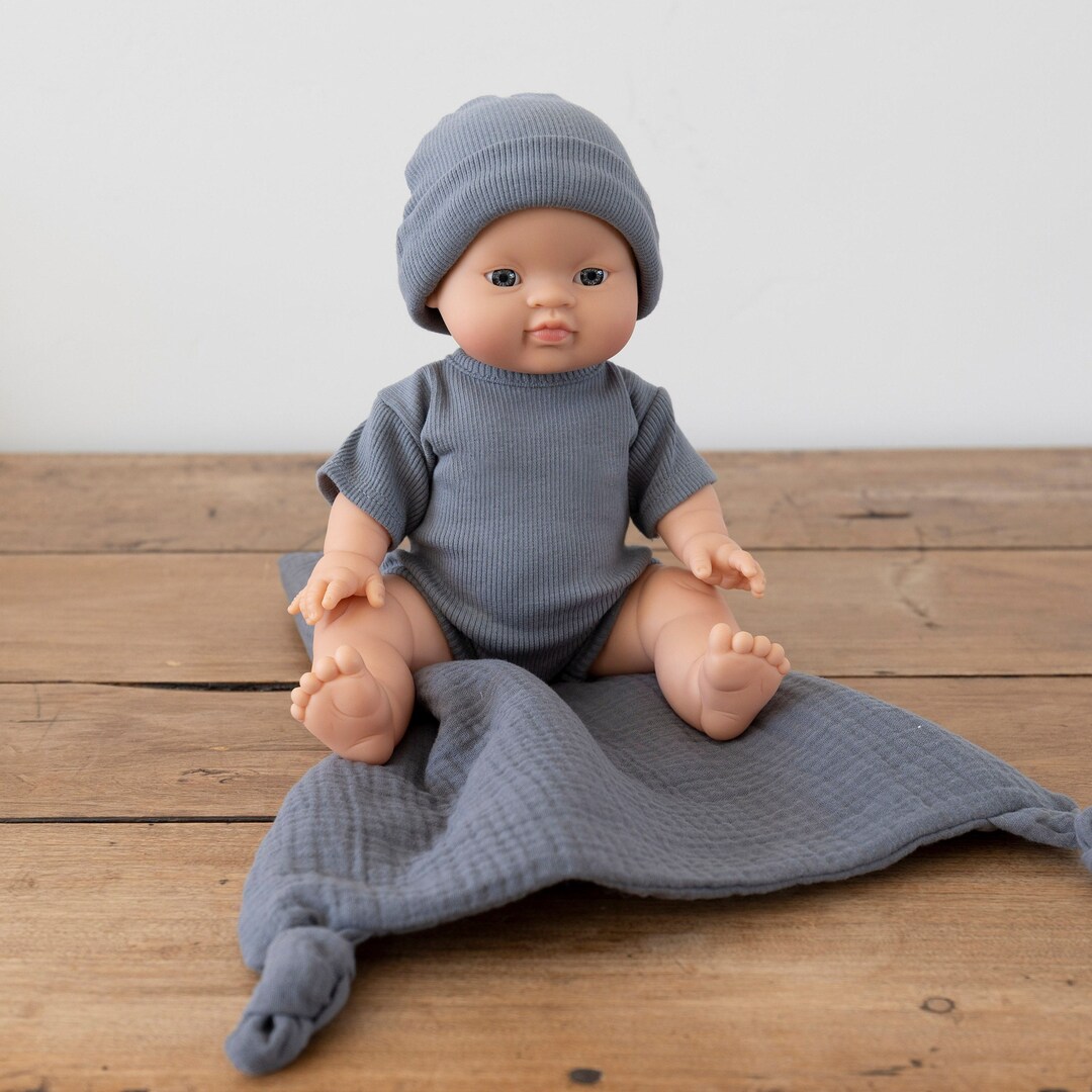 Huck | Baby Boy With Blue Eyes and Smoky Blue Romper and Hat - Etsy