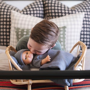 Huck | Baby Boy With Blue Eyes and Smoky Blue Romper and Hat - Etsy