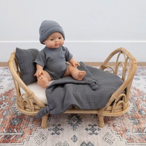 Huck | Baby Boy With Blue Eyes and Smoky Blue Romper and Hat - Etsy