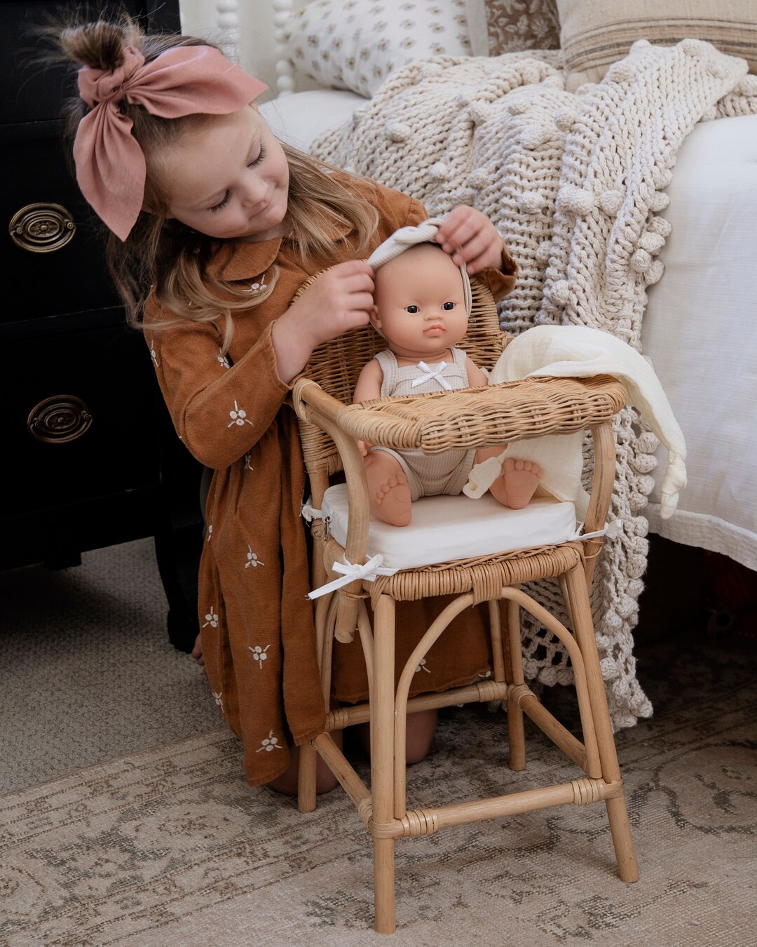 Everly High Chair Rattan Doll High Chair High End Doll Furniture - Etsy