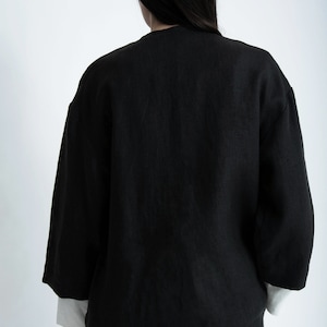 Black Japanese Style Linen Jacket, Streetwear Style Linen Jacket, Oversize Women Cardigan - Etsy