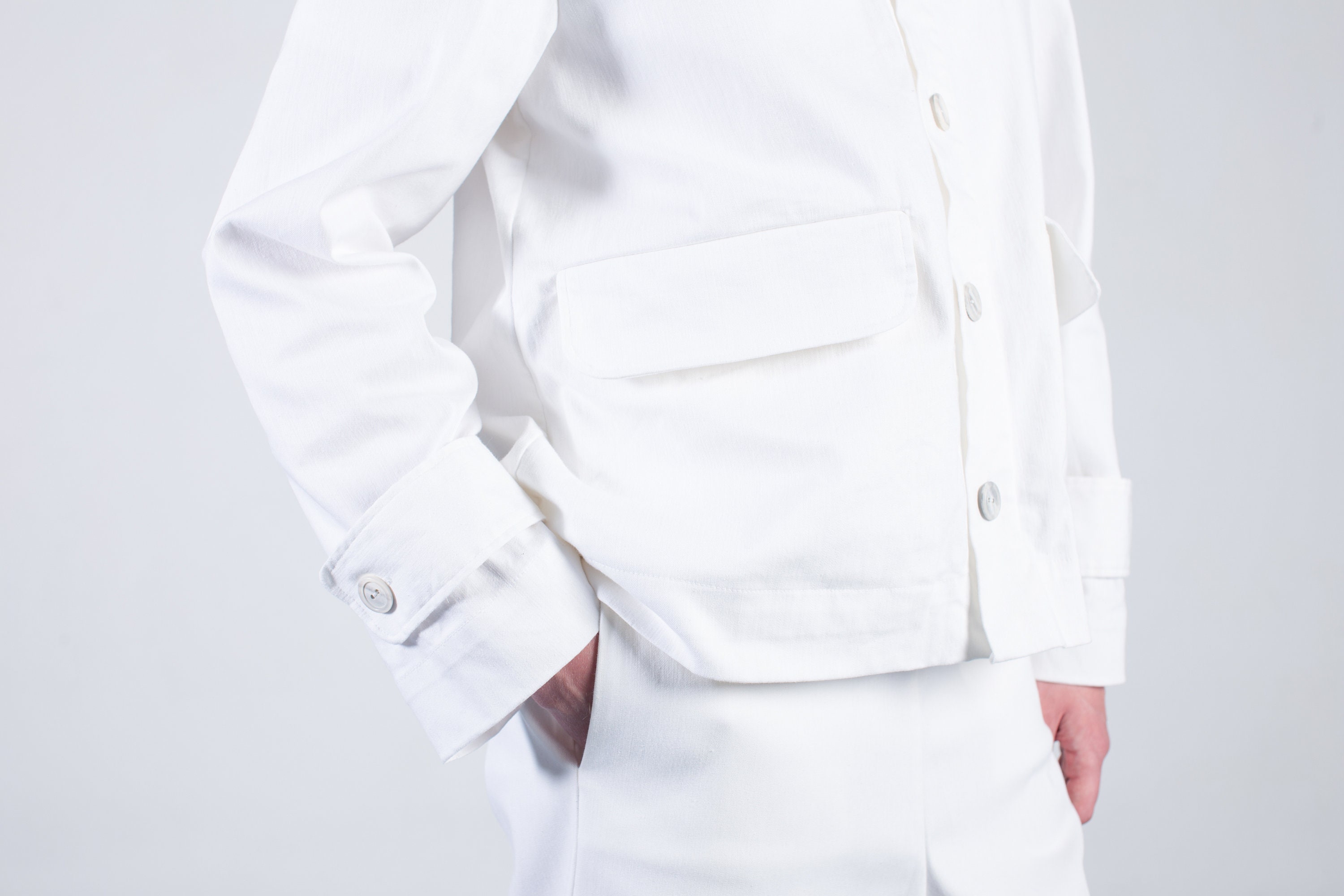 White Denim Jacket for Men, Loose Silhouette Men Jacket With Buttons ...