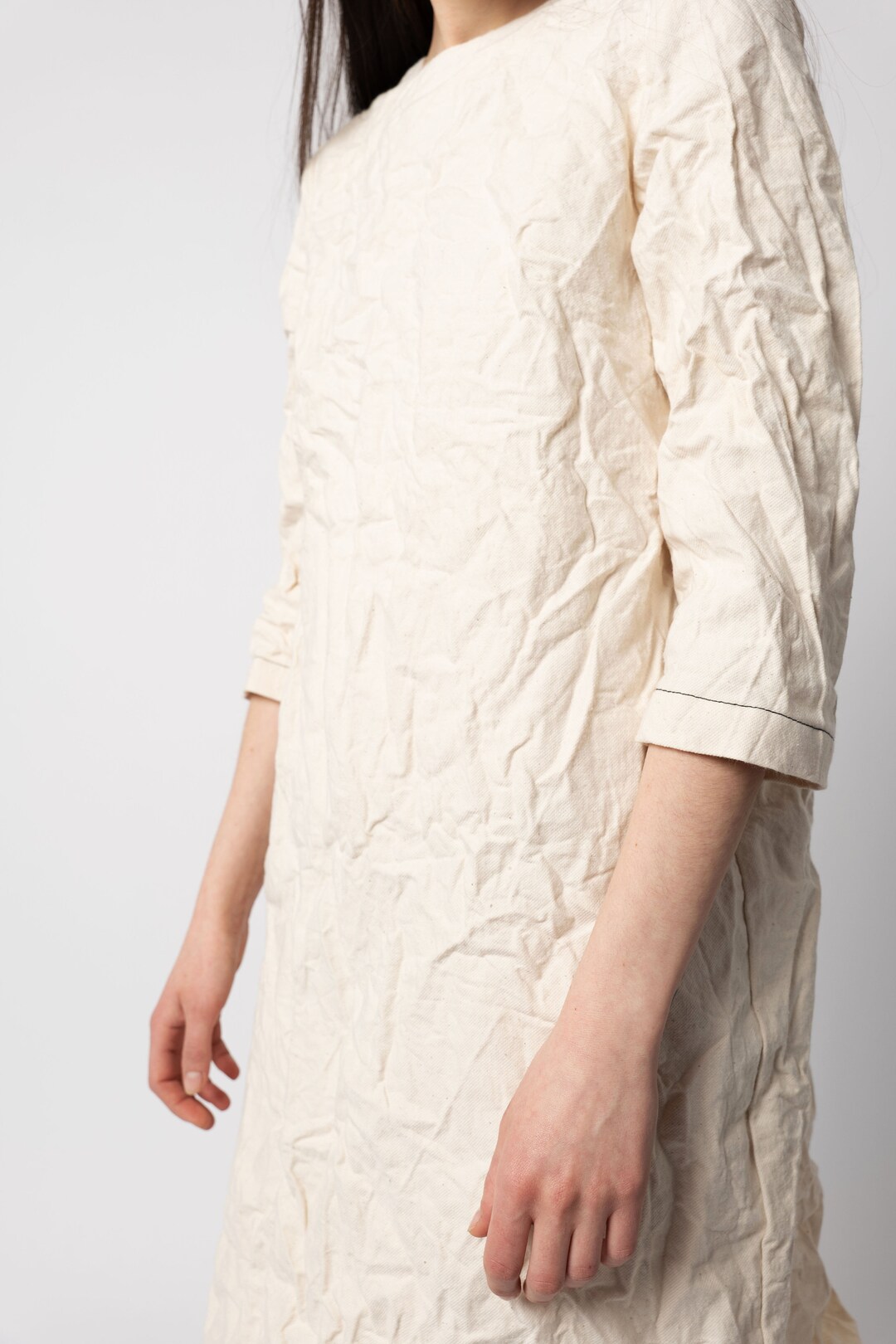 Undyed Canvas Dress, Natural Cotton Woman Dress, Knee Length Straight ...