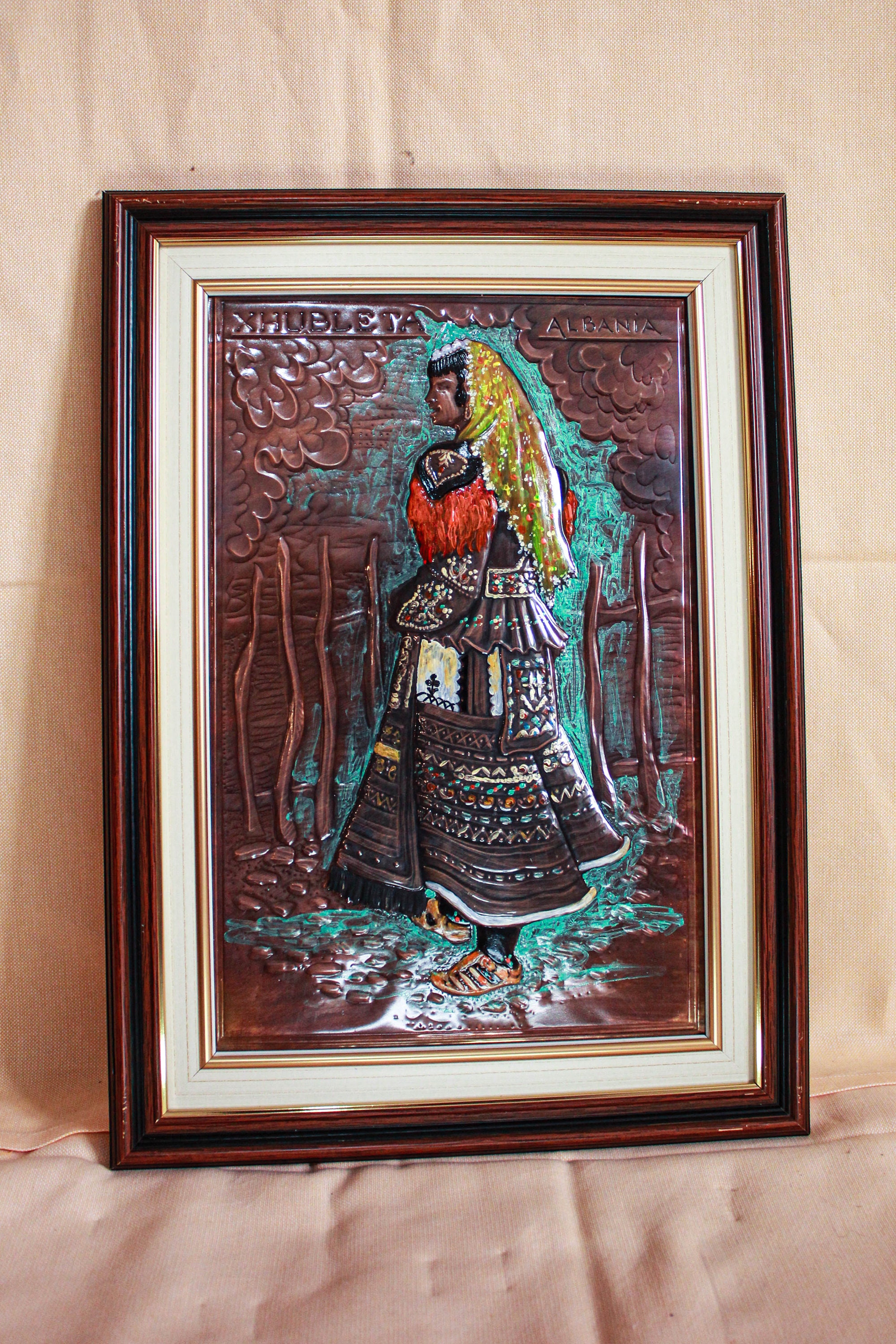 Xhubleta on Albanian Woman Relief Copper Sculpture, Wall Art ...
