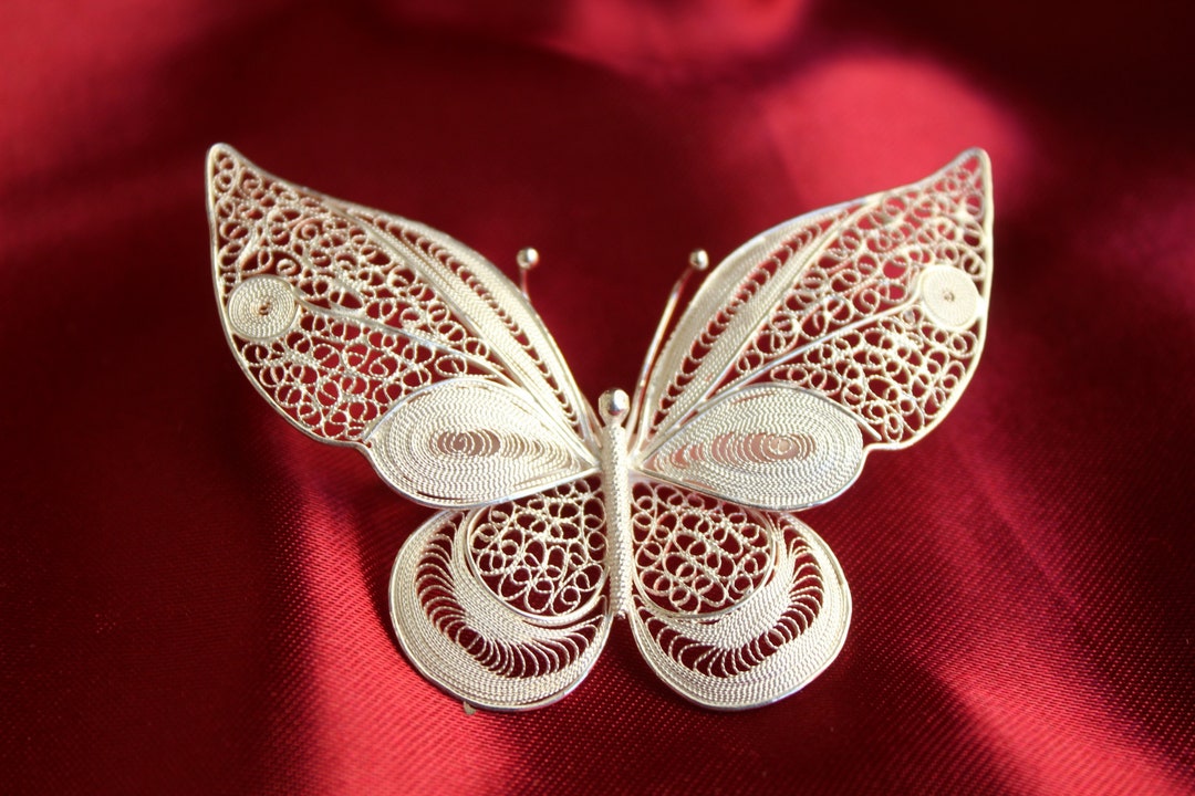 Handcrafted Silver Filigree - Butterfly Pin Jewelry, Brooches - Etsy