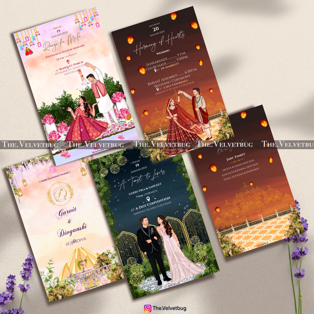 Custom Portait Indian Wedding Invitation, 5 Pages Digital Invite as ...