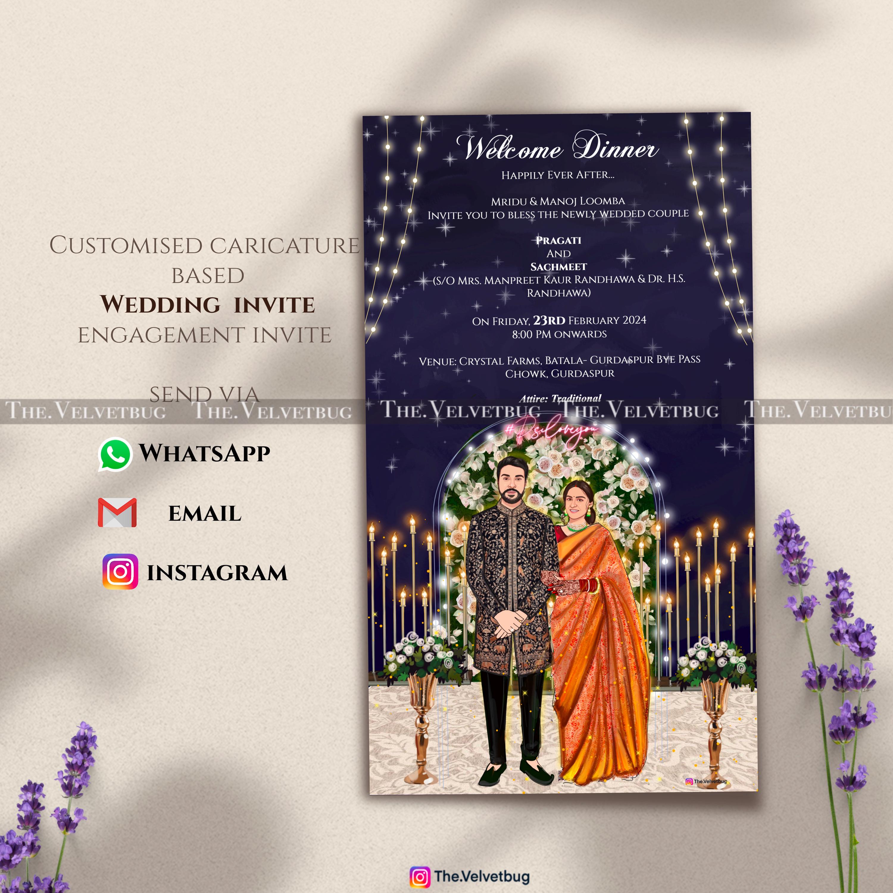 Indian Wedding Invitation as Illustration Hindu Digital Invitation in ...