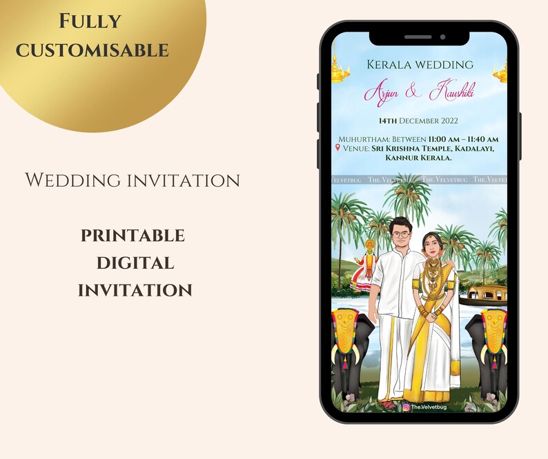 Custom South Indian Wedding Invitation Portrait (digital Download) - Etsy