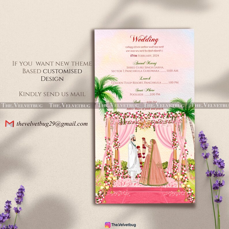 Indian Wedding Invitation as Illustration Hindu Digital Invitation in ...
