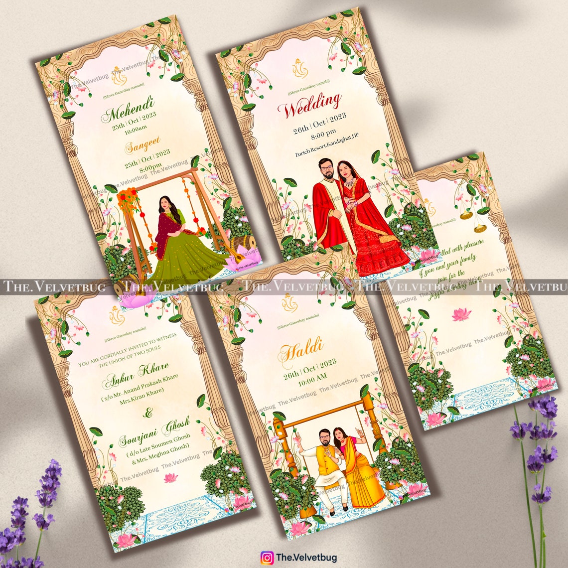 Pichwai Theme Wedding Invitation, Hindu Wedding Invitation - Etsy