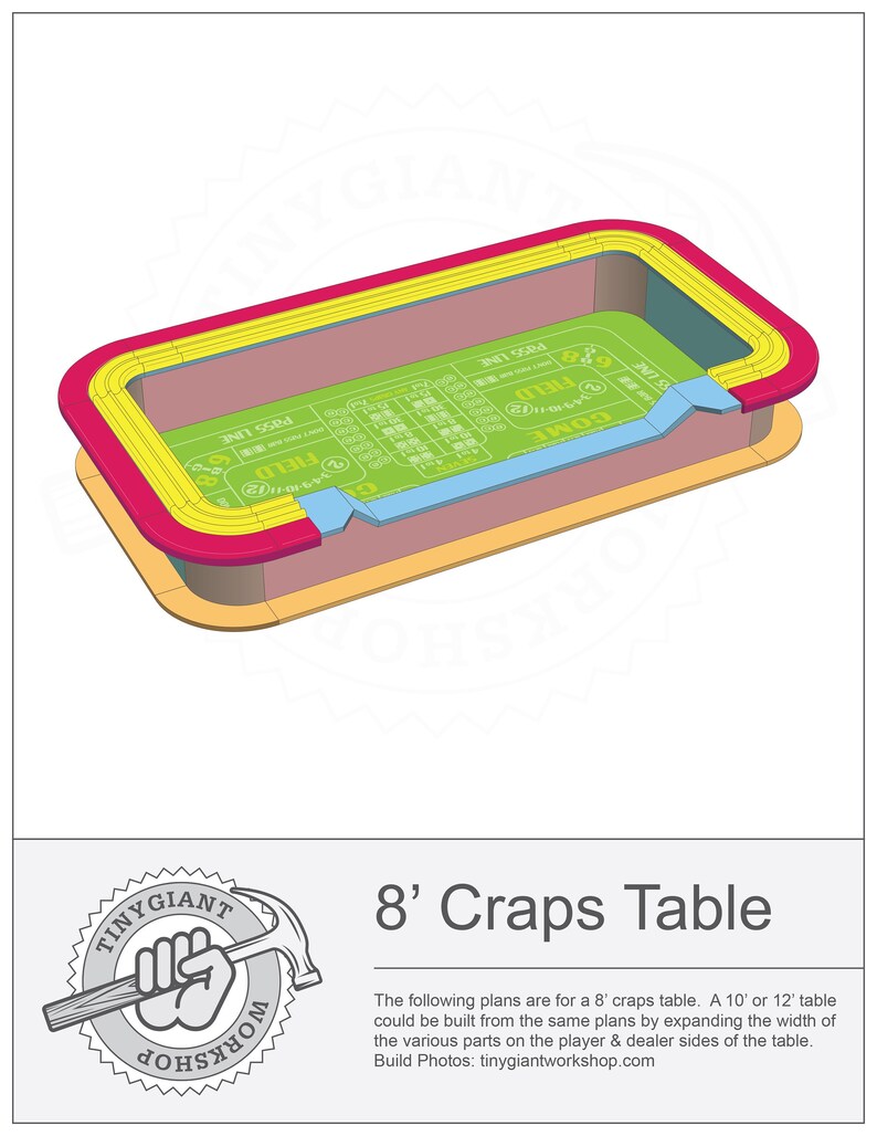 DIY 8' Craps Table Plans - Etsy