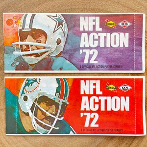 1972 Sunoco DX Football Sticker-stamps, Lot of (4), (9) per Tri-fold ...