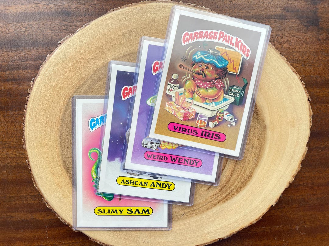 1986 Garbage Pail Kids, Slimy Sam, Ashcan Andy, Weird Wendy, Virus Iris ...