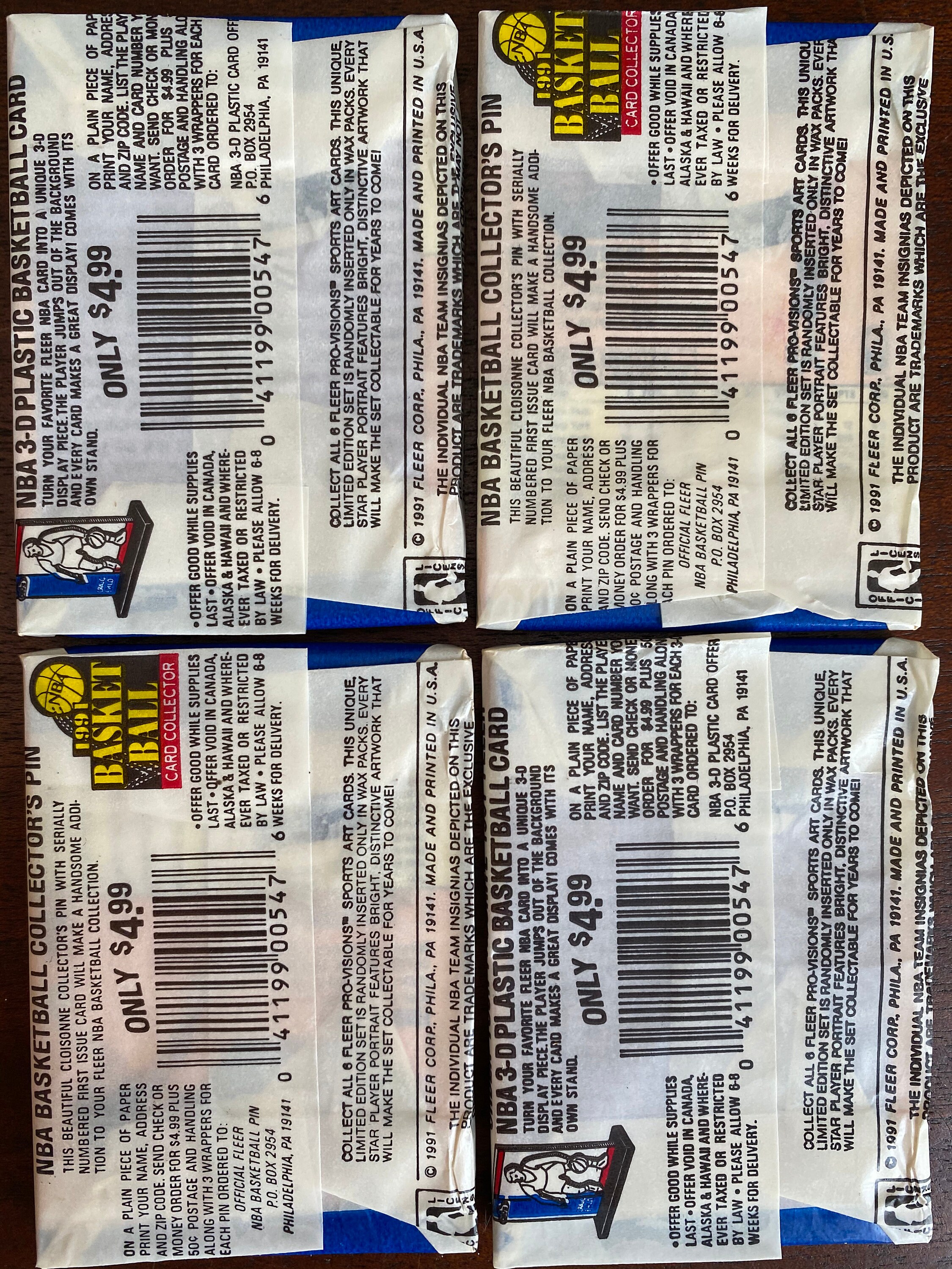 1991 Fleer Basketball Packs - Lot of (4) Unopened Packs - Etsy