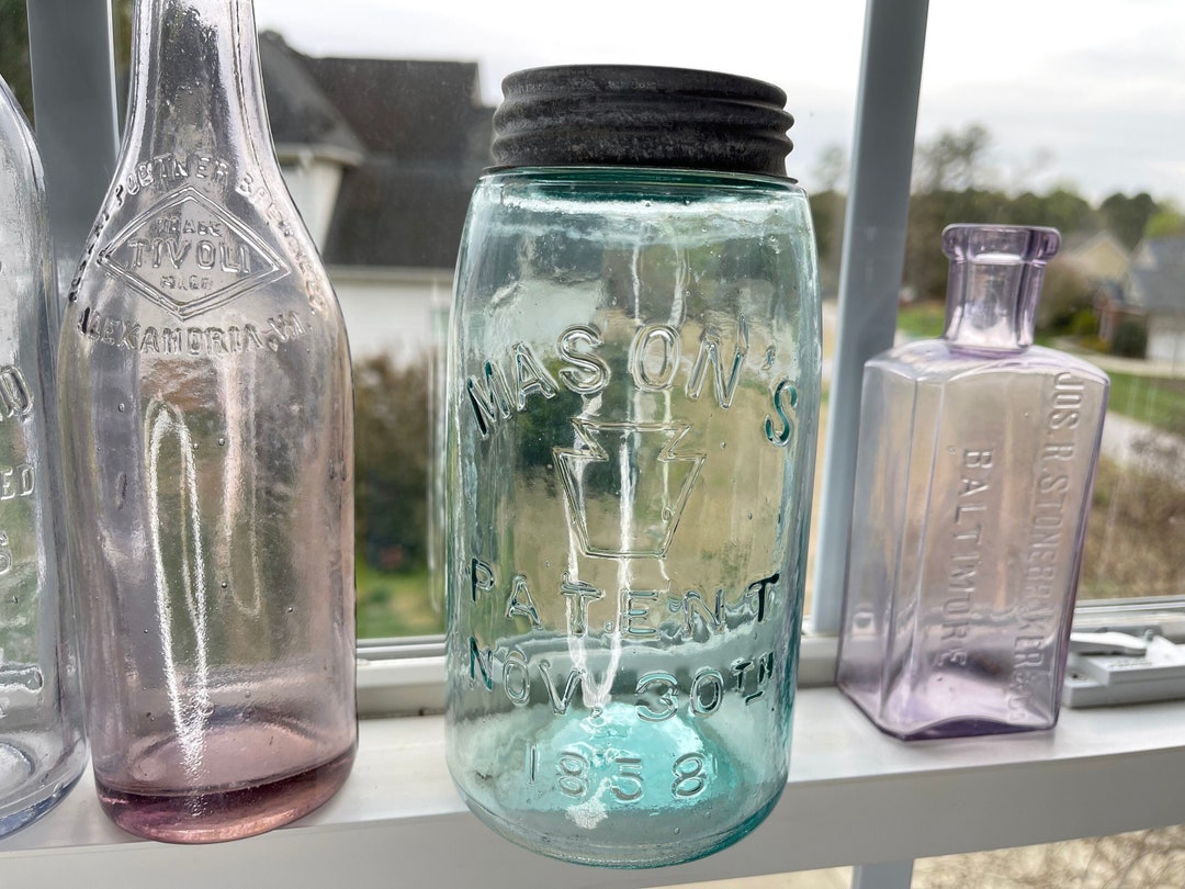 Keystone, Vintage Quart Mason Jar, Mason's Patent Nov. 30th 1858 ...