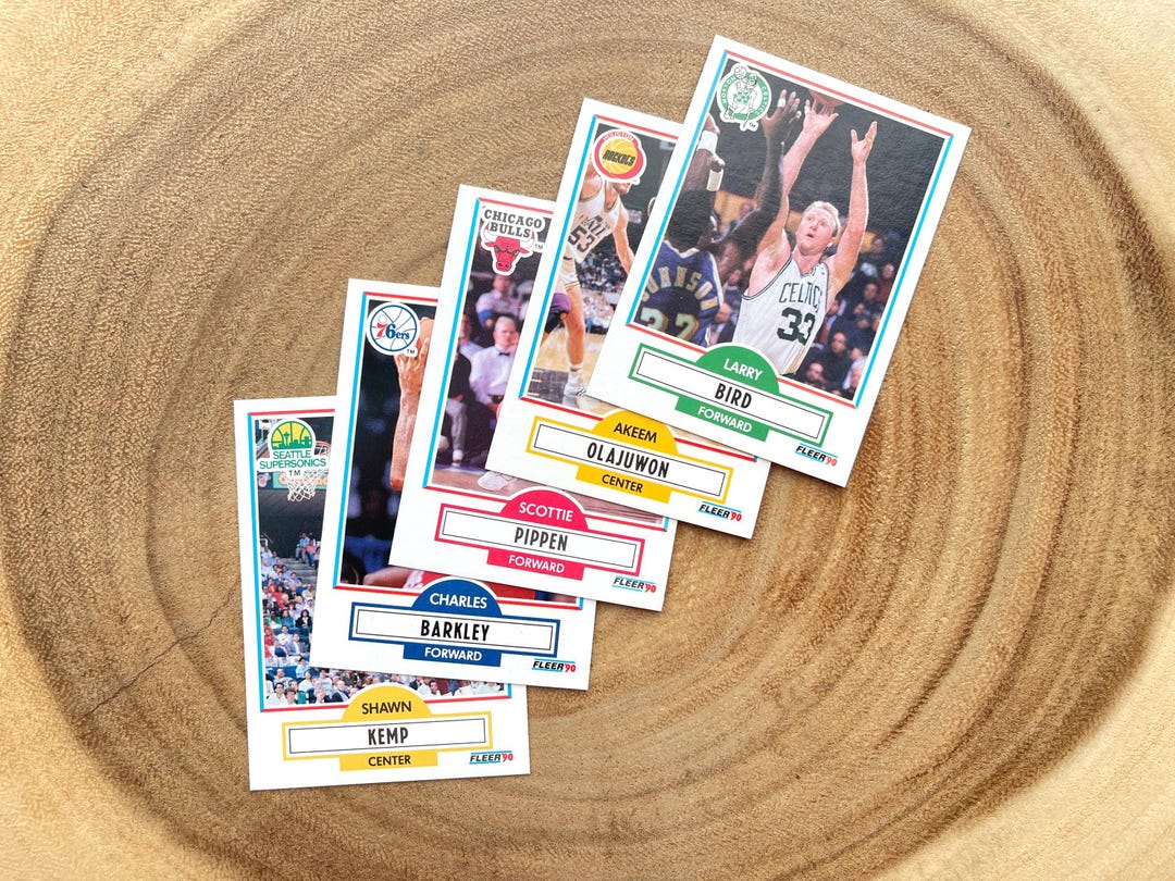 1990-91 Fleer, Lot of (5), Bird, Olajuwon, Pippen, Barkley, Kemp - Etsy