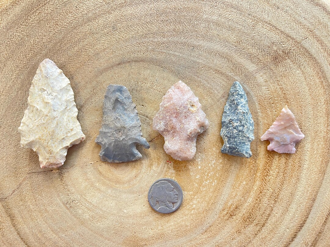 Authentic Native American Arrowheads, Lot of (5), Projectile Points ...