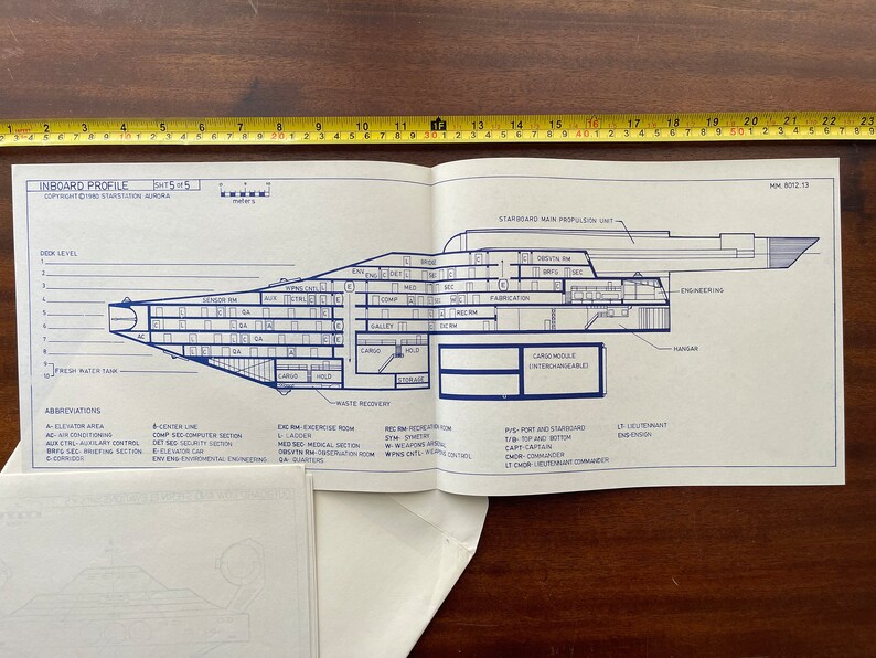 1981 Star Trek Heavy Cruiser/freighter, Set of 5 Blueprints, Each One ...