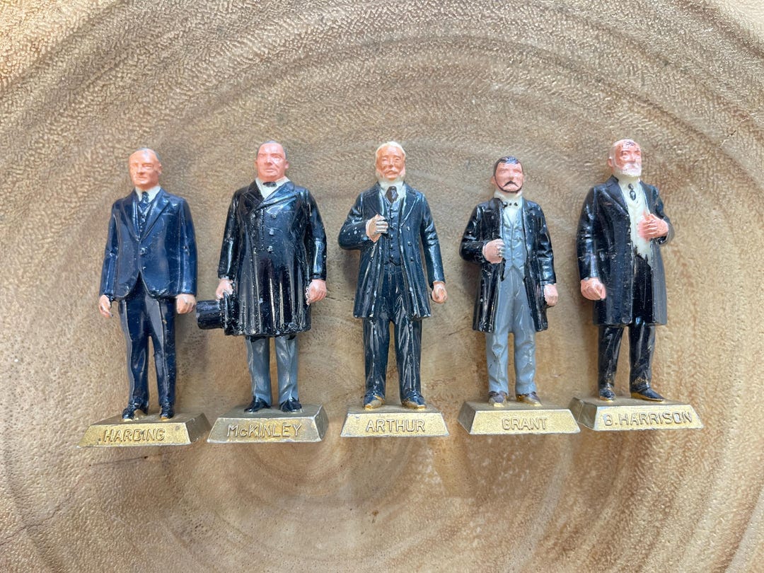 1968 Marx Presidential Figurines, Lot of (5), Harding, Mckinley, Arthur ...