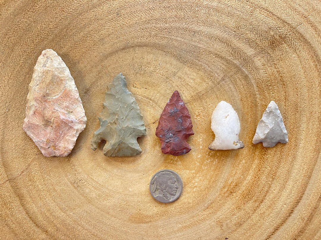 Authentic Native American Arrowheads, Lot of (5), Projectile Points ...